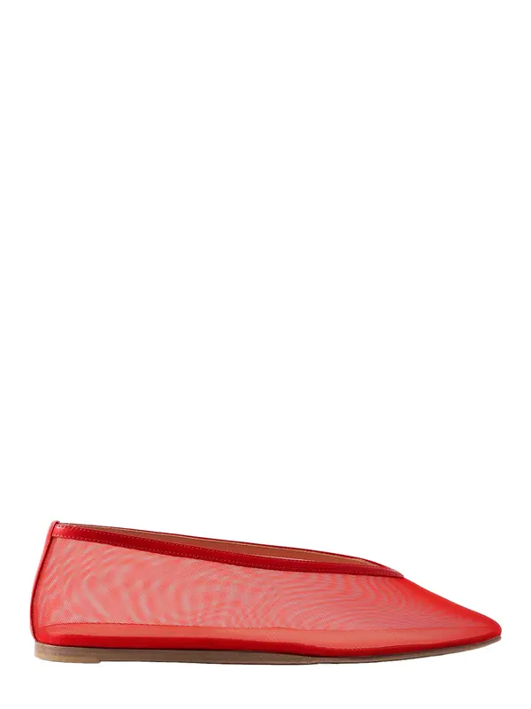 Le Monde Beryl Luna Leather-trimmed Ballet Flats - Red