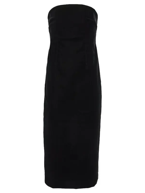 Wardrobe.NYC Strapless Velvet Midi Dress - Black