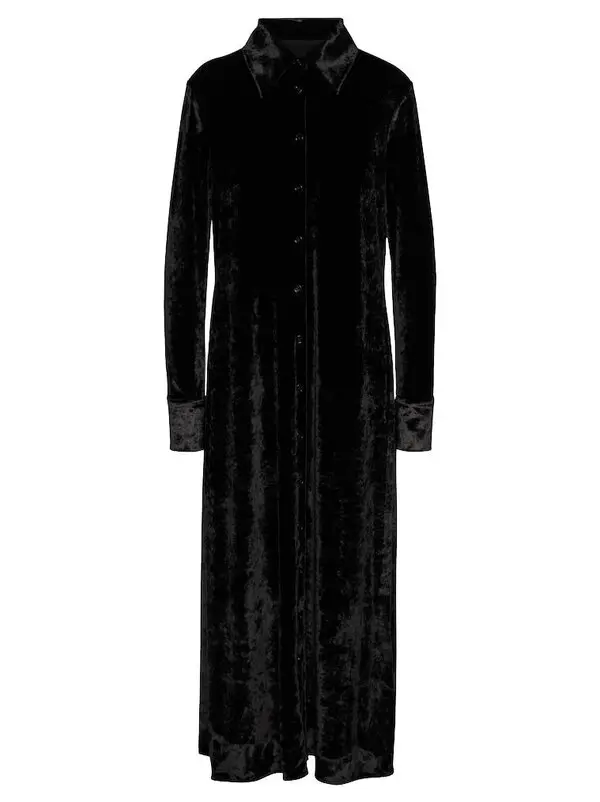 JIL SANDER Velvet Shirt Dress - Black