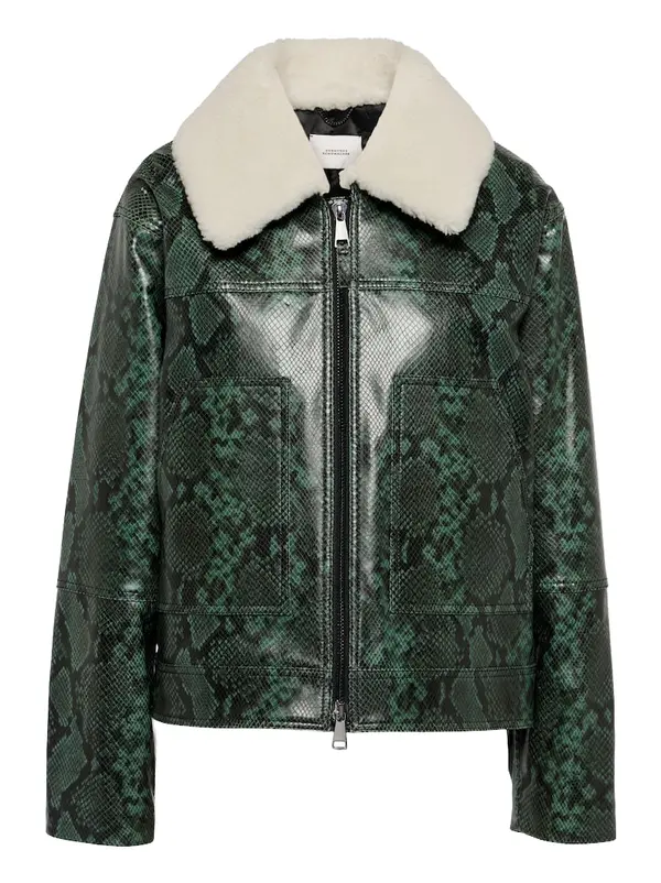 Dorothee Schumacher Urban Jungle Snake-print Leather Jacket - Green