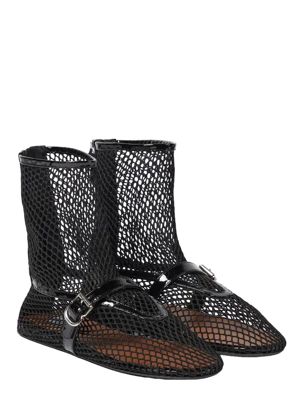 Alaïa Fishnet Ankle Boots - Black