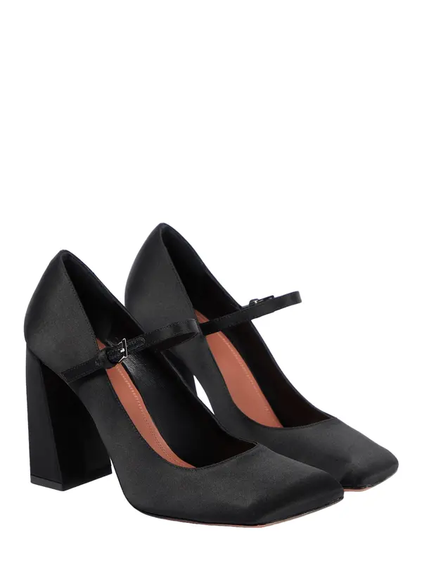 Amina Muaddi Charlotte 95 Satin Pumps - Black
