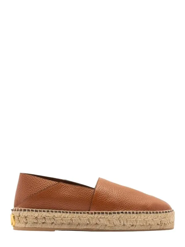 Valentino Garavani Logo Plaque Leather Espadrilles - Brown