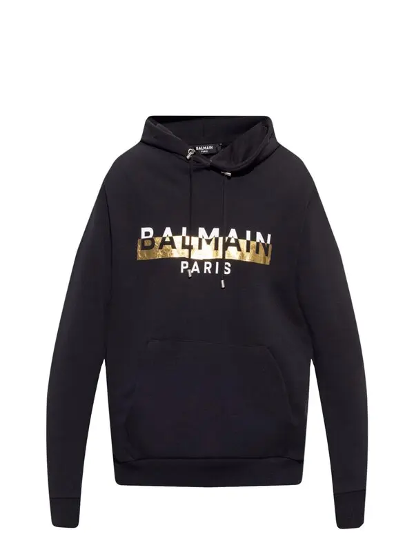 Balmain Logo Hooded Sweatshirt - Black