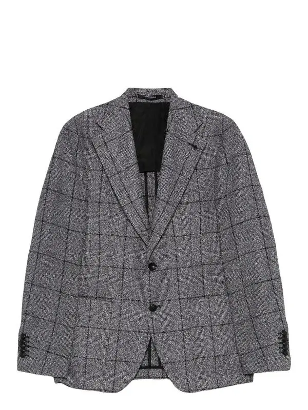 Tagliatore Check Pattern Jacket - Grey