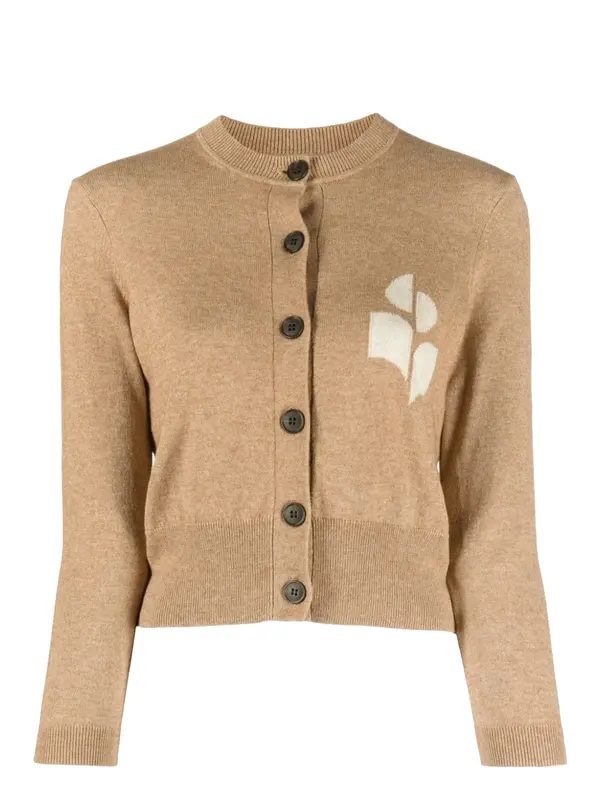 MARANT ETOILE Newton Intarsia-logo Cropped Cardigan - Neutrals