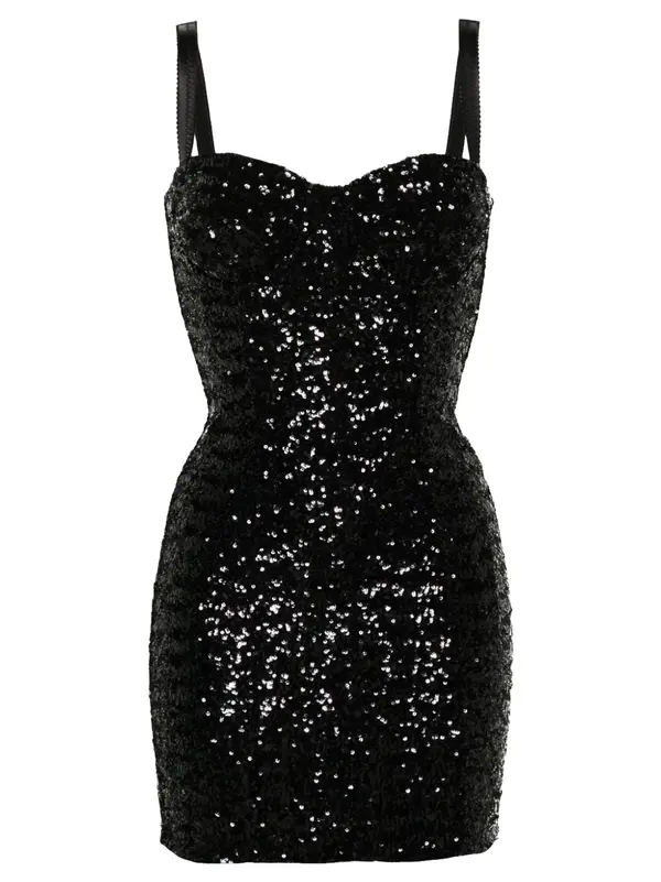 Dolce & Gabbana Sequin Embellished Mini Dress - Black