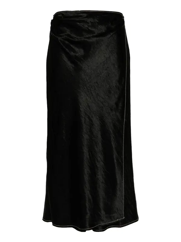Acne Studios Satin Wrap Midi Skirt - Black