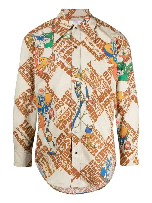 ERL Graphic-print Cotton Shirt - Brown