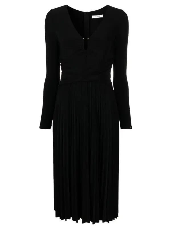 NISSA Pleated Midi Dress - Black