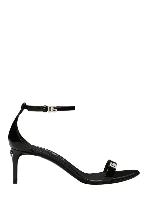 Dolce & Gabbana Logo-plaque Patent-leather Sandals - Black