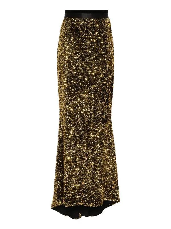STYLAND Sequin-embellished Maxi Skirt - Gold