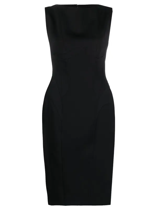 MUGLER Panelled Midi Dress - Black