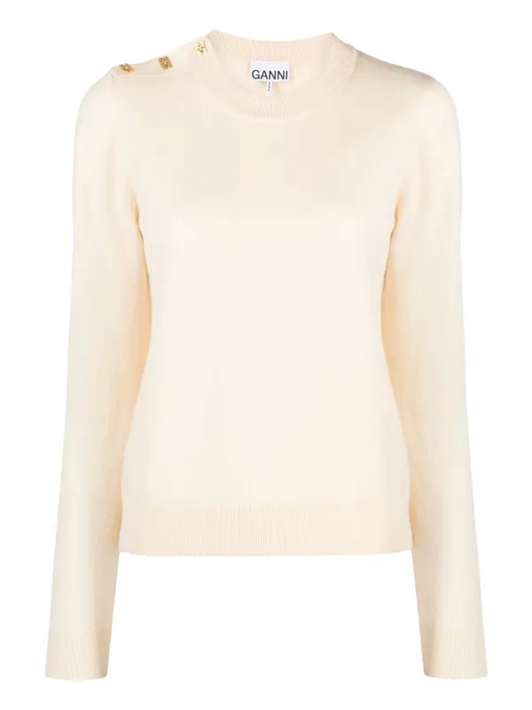 GANNI Mix Merino-cashmere Jumper - Neutrals
