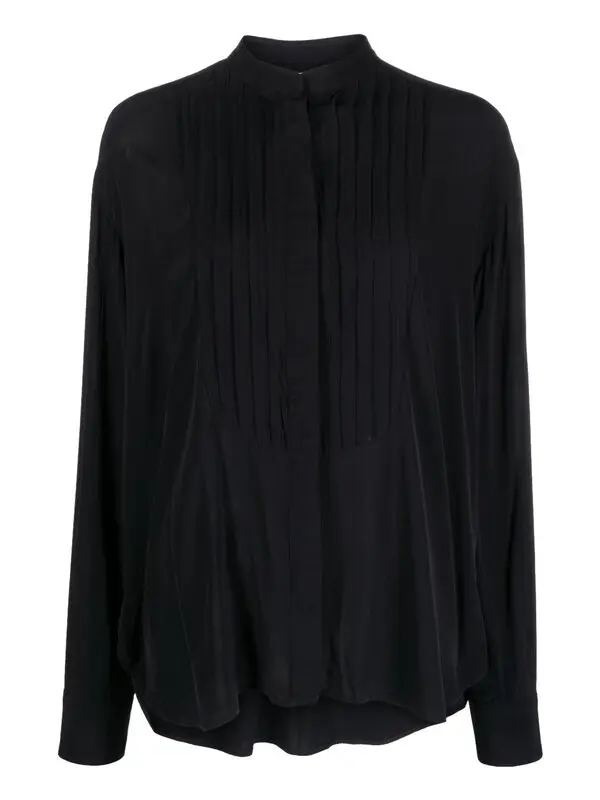 Isabel Marant Amel Pleated Crepe Blouse - Black