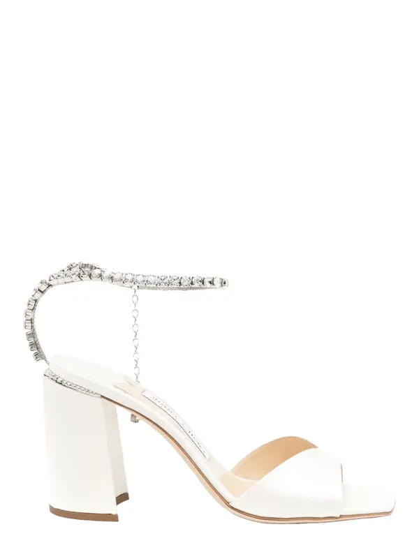 JIMMY CHOO Saeda 85mm Crystal-strap Sandals - Neutrals