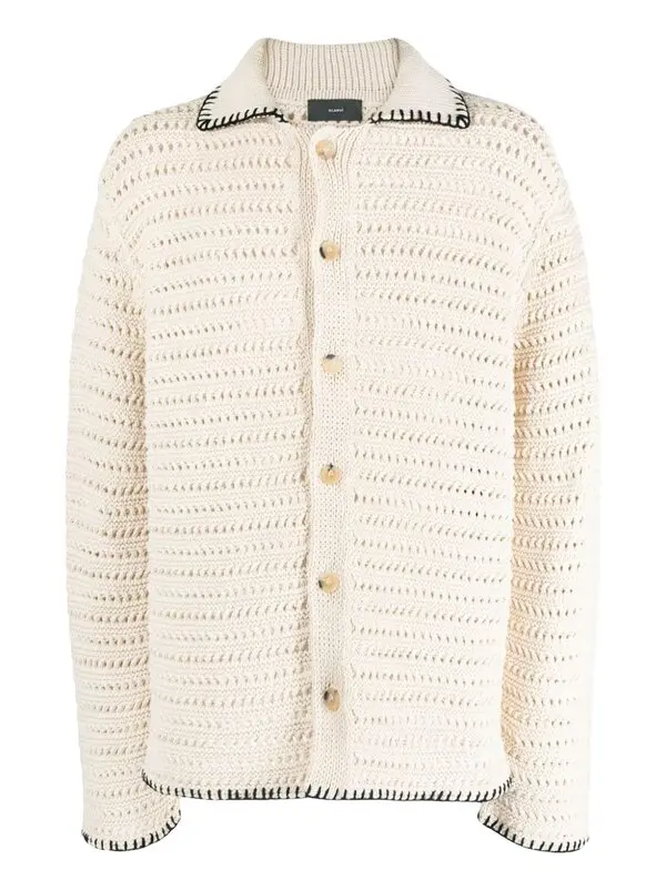 Alanui Whipstitch-detail Open-knit Cardigan - Neutrals