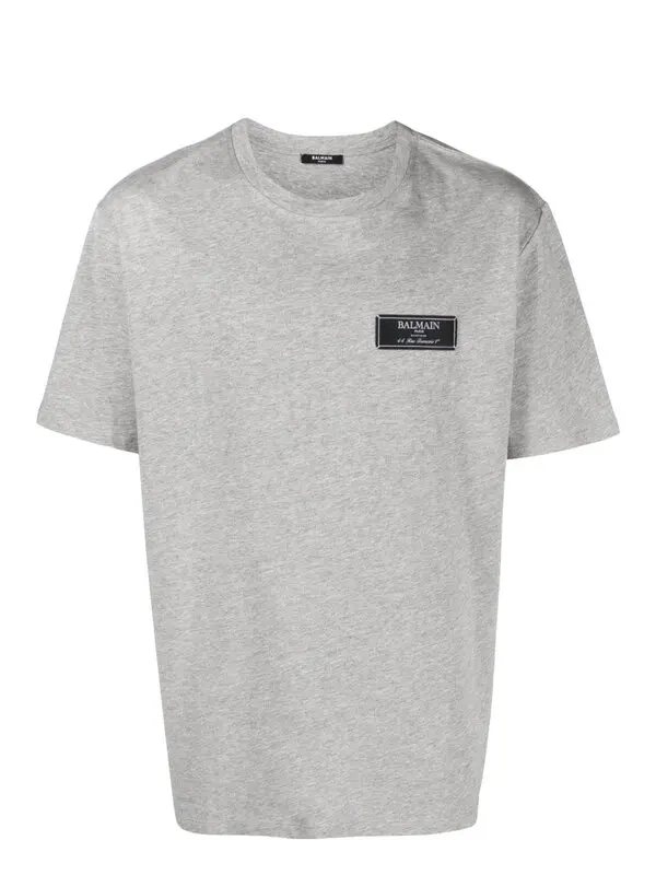 Balmain Logo-patch Mélange T-shirt - Grey