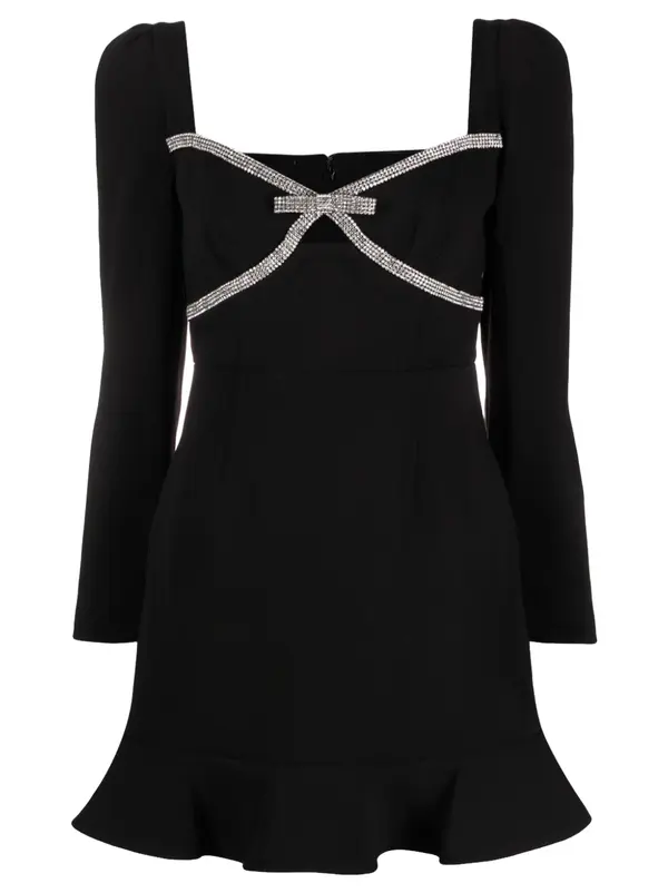 SELF-PORTRAIT Bow-detail Mini Dress - Black