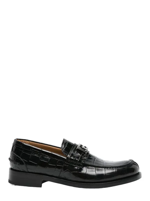 Versace Greca Crocodile-effect Loafers - Black