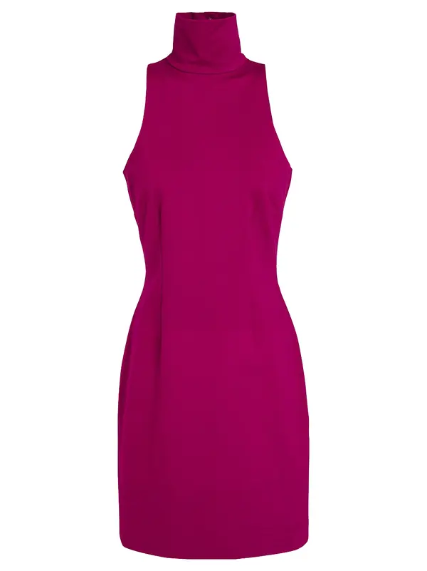 Sara Battaglia Jersey Turtleneck Mini Dress - Magenta