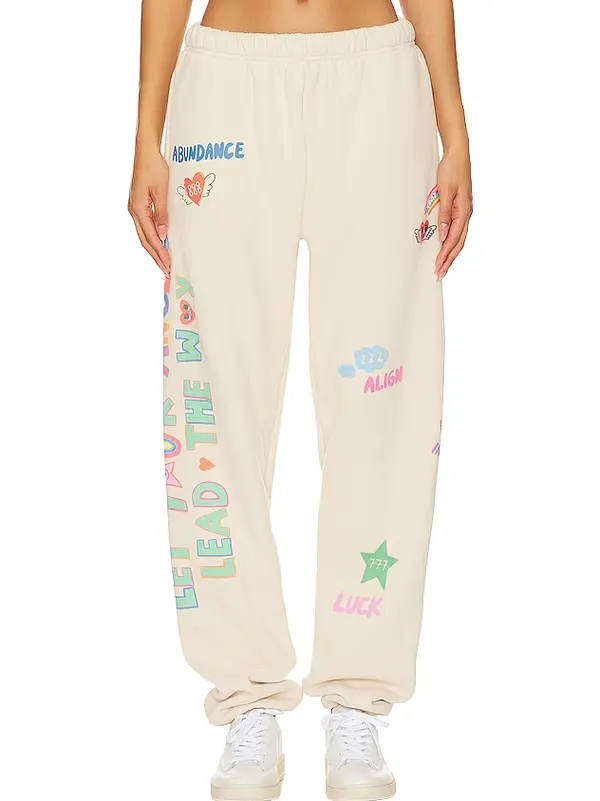 THE MAYFAIR GROUP Angels All Around You Fleece Sweatpants - Cream