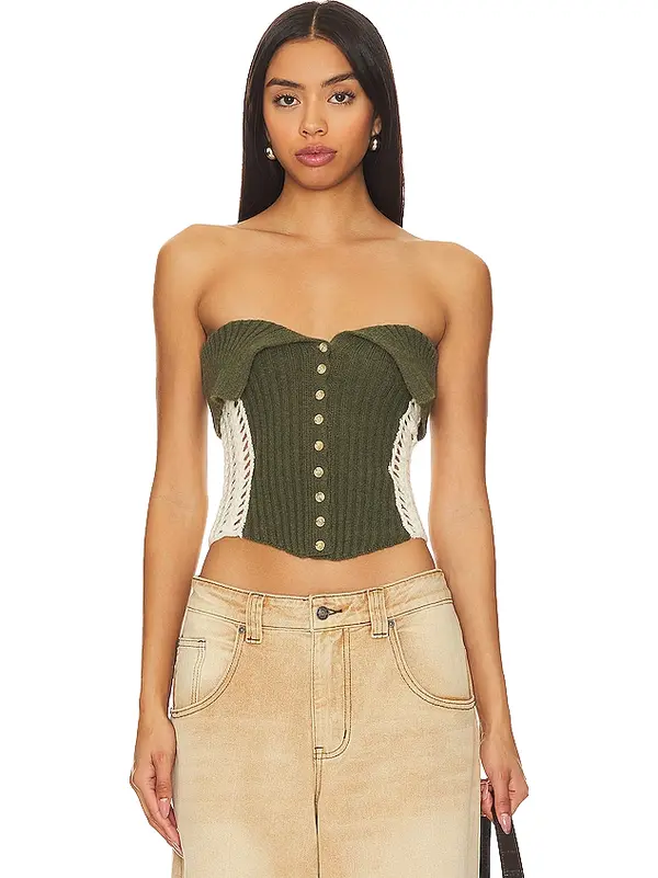 JADED LONDON Knitted Corset - Olive