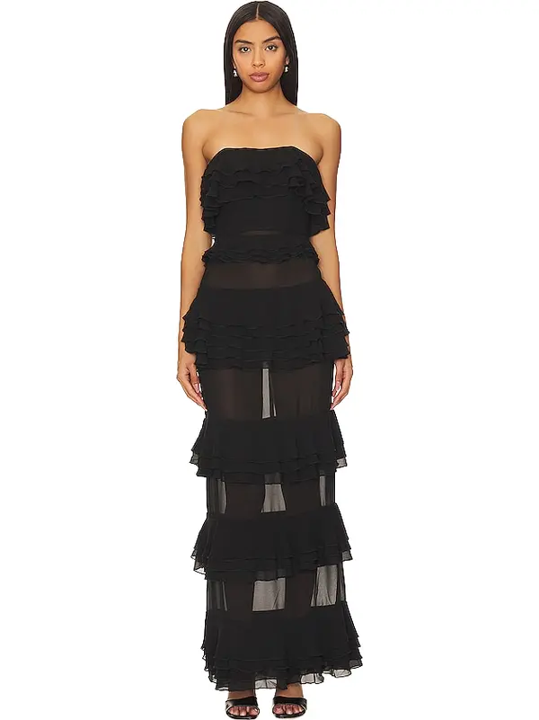 Nbd Lily Ruffle Gown - Black