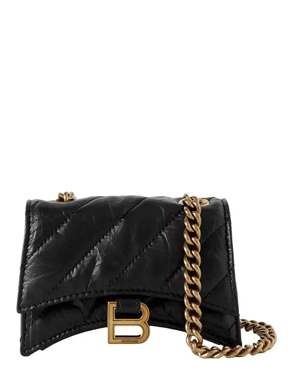 Balenciaga Crush Mini Quilted Leather Shoulder Bag - Black