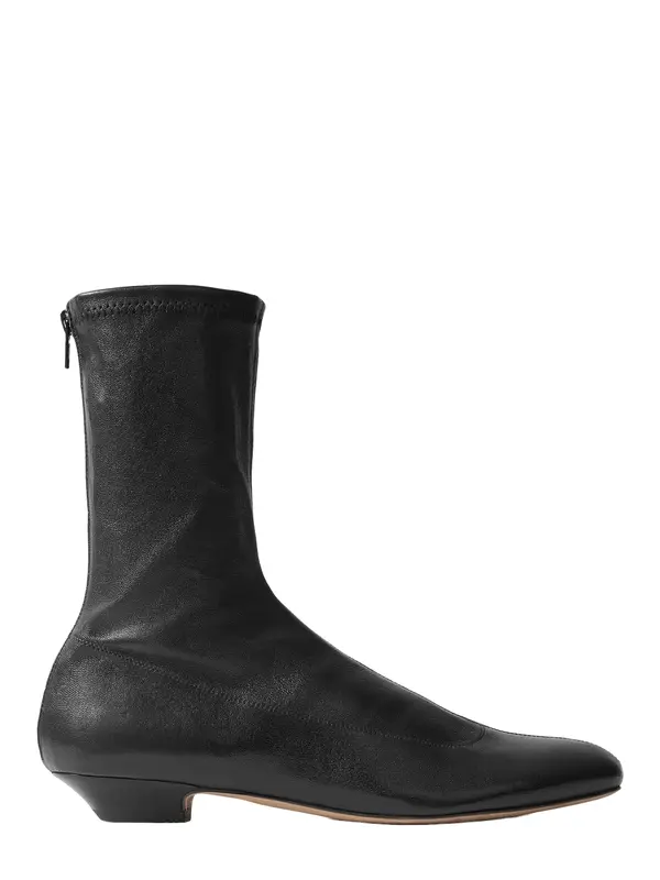 Khaite Leather Ankle Boots - Black