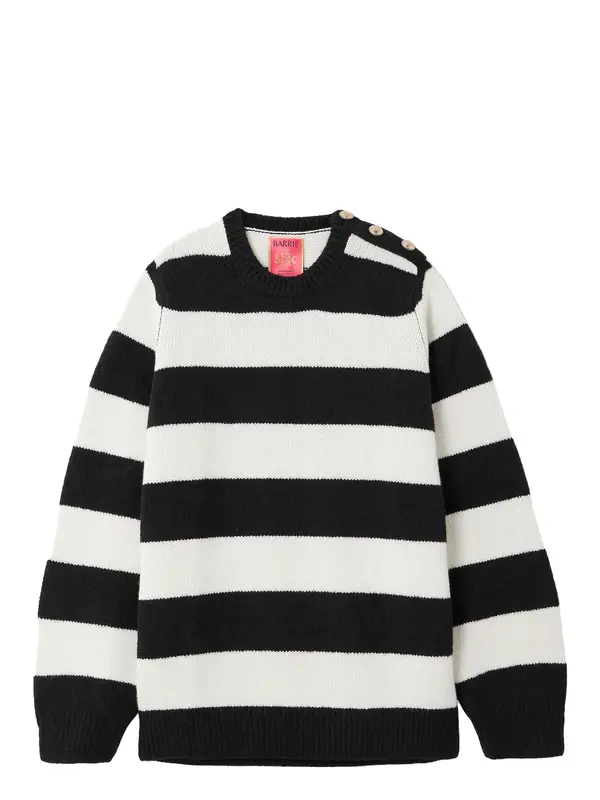 BARRIE Sofia Coppola Embellished Striped Sweater - Black