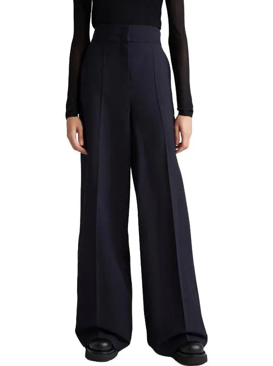 Max Mara Cervo Wool-blend Seersucker Ultrawide Leg Pants - Ultramarine