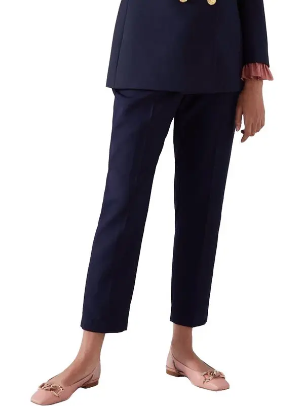 LK BENNETT Mariner Slim Fit Ankle Trousers - Navy