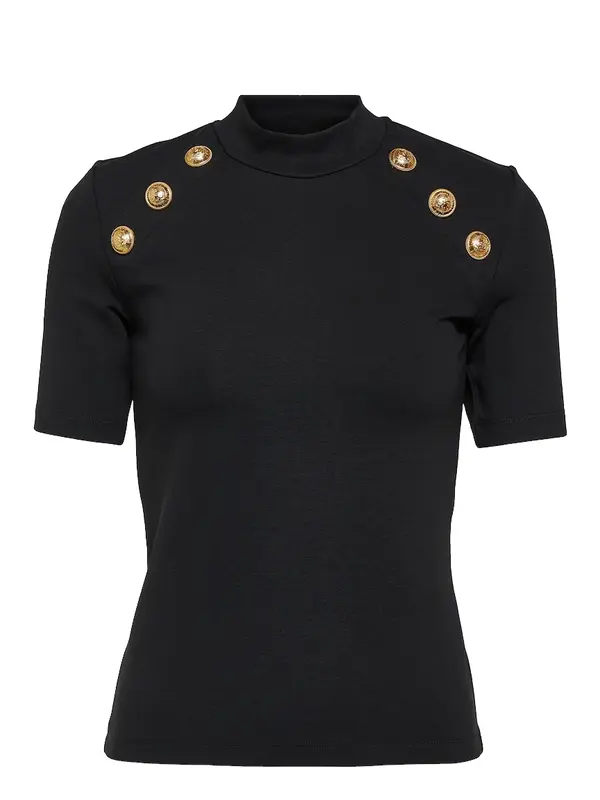 Balmain Embellished Jersey T-shirt - Black