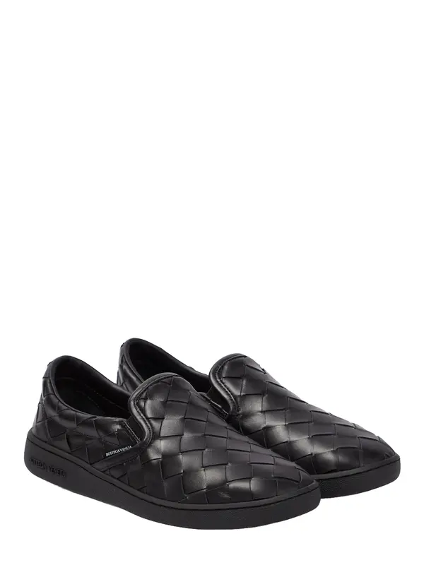 Bottega Veneta Sawyer Leather Slip-on Sneakers - Black