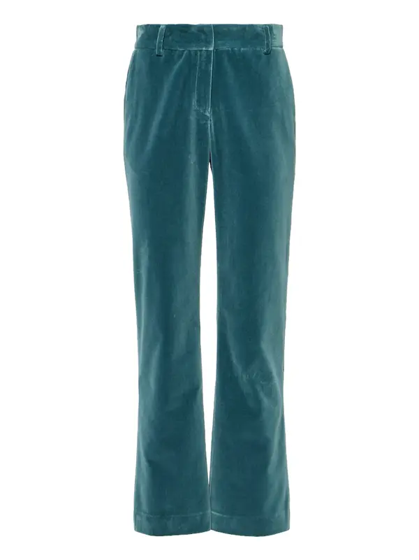La DoubleJ Flared Cotton Velvet Pants - Blue
