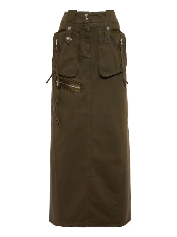 Blumarine Cotton Cargo Maxi Skirt - Brown