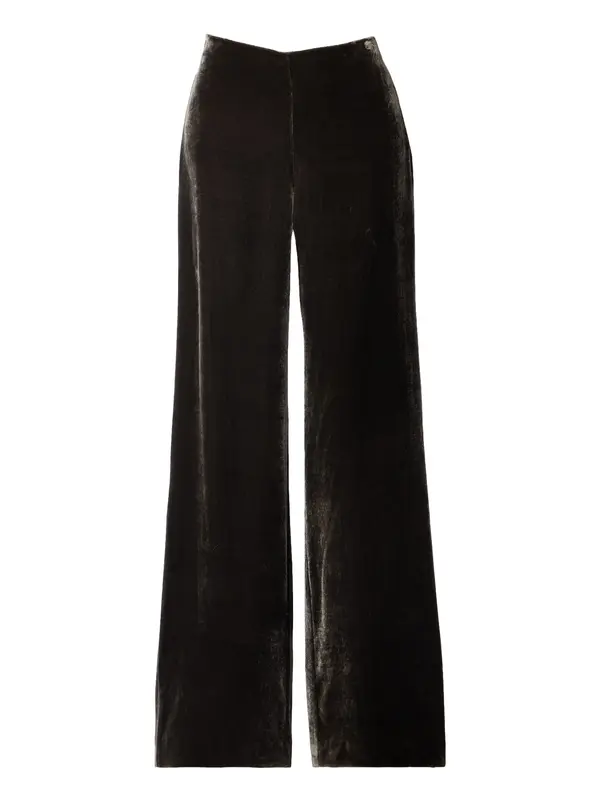 Veronica De Piante Lexi Velvet Wide-leg Pants - Gray