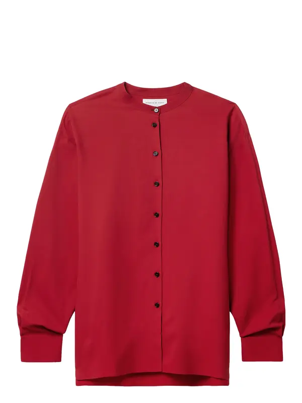 Veronica De Piante Wool And Silk-blend Shirt - Red