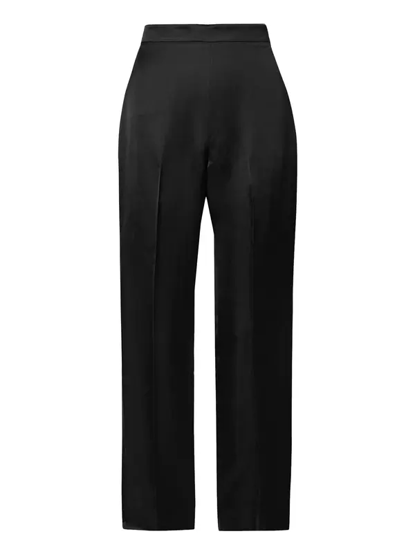 Ralph Lauren Robynn Linen-blend Satin Straight-leg Pants - Black