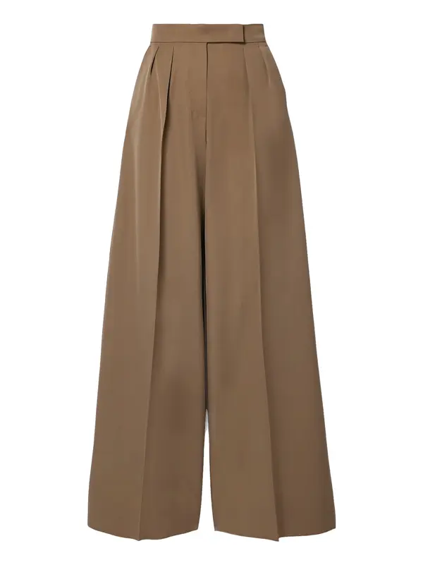 Max Mara Libbra Pleated Wide-leg Pants - Brown