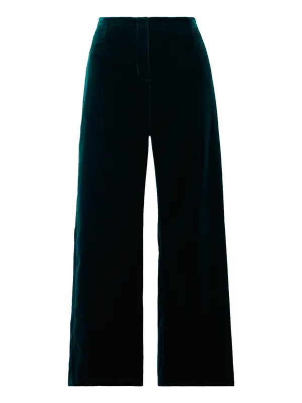 Loro Piana Niklas Cotton-blend Velvet Wide-leg Pants - Green