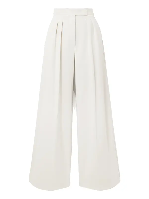 Max Mara Zinnia Pleated Wide-leg Jersey Pants - Ivory