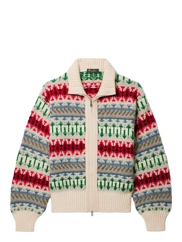 Loro Piana Holiday Noel Jacquard-knit Cashmere Cardigan - Multi
