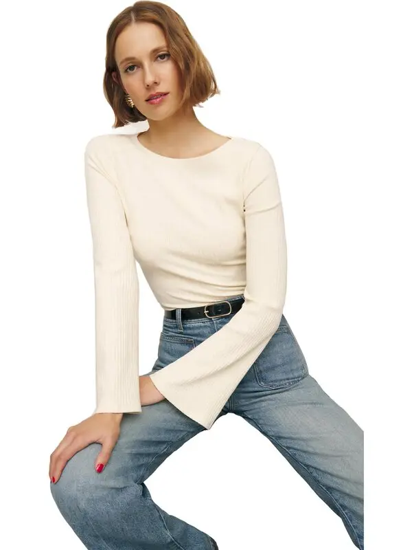 REFORMATION Miller Knit Top - Ivory