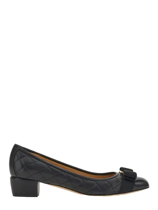 FERRAGAMO Quilted Vara Pump - Black