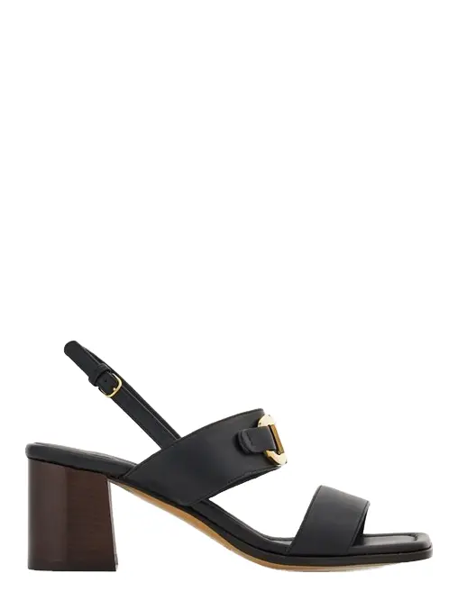 FERRAGAMO Sandal With Gancini Ornament - Black