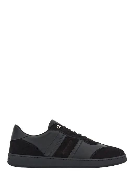 FERRAGAMO Low Top Sneaker With Signature - Black