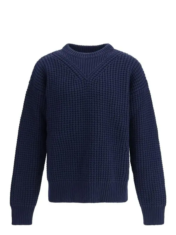 JIL SANDER Virgin Wool Long Sleeve Crew Neck Jumper - Blue