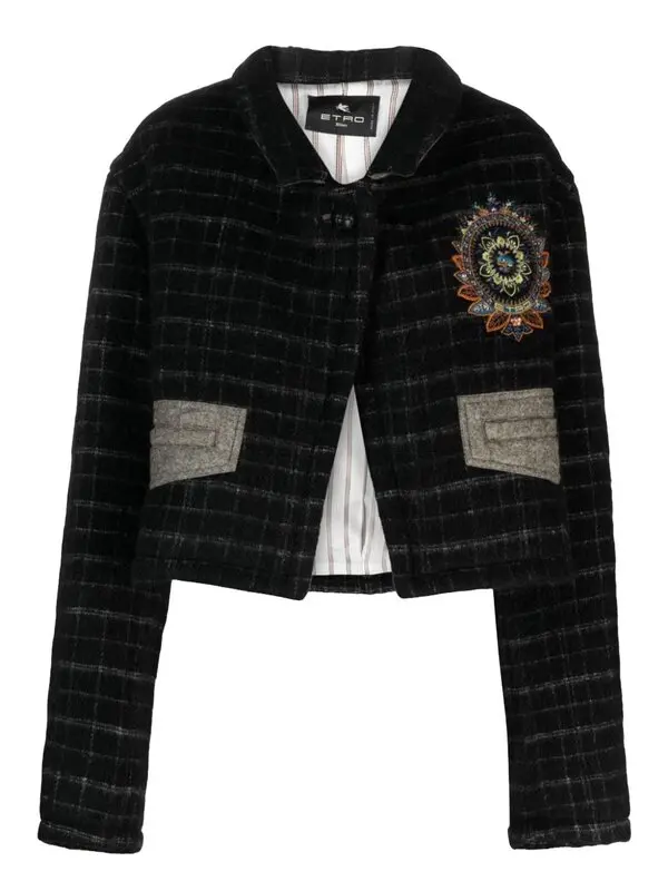 Etro Wool Blend Cropped Jacket - Black